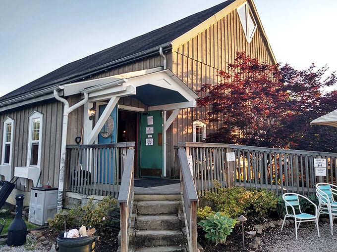 The rustic charm of Sarah's Vineyard's entrance beckons like an old friend inviting you in for a glass of something wonderful.