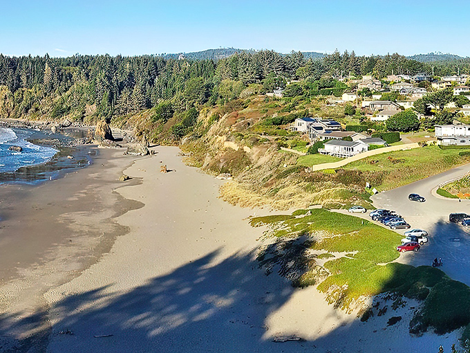 Nature's perfect beach day setup &ndash; where the forest meets the sand in a dance older than time itself.