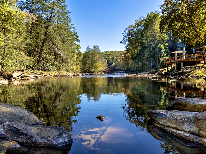 Mirror, mirror on the water &ndash; the Middle Fork River creates nature's perfect reflection pool. Somewhere, a landscape painter is weeping with joy.