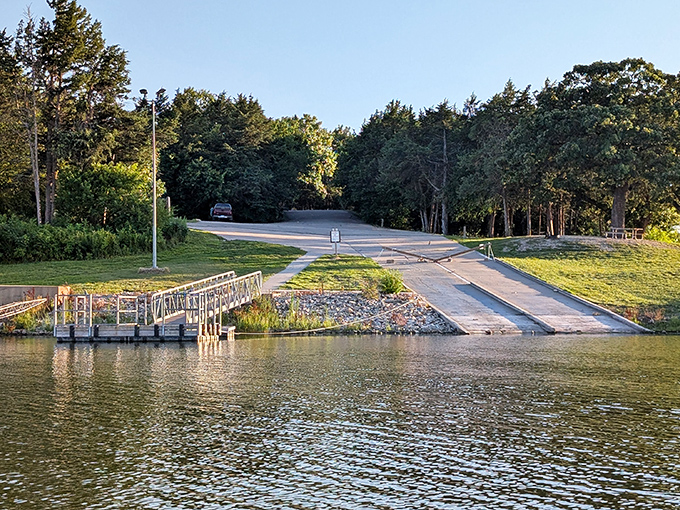This boat ramp isn't just functional&mdash;it's an invitation to adventure. The gentle slope welcomes watercraft of all sizes into Milford's expansive blue playground.