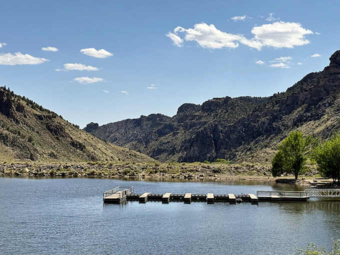 Eagle Valley Reservoir's boat dock stretches into crystal-clear waters like nature's welcome mat, inviting you to step into postcard-perfect tranquility.