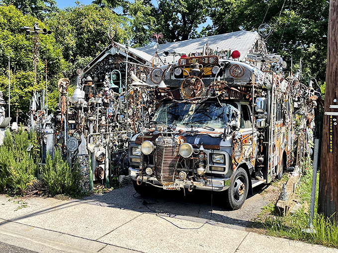 This isn't your neighbor's lawn ornament collection. Vanadu Art House transforms everyday metal objects into a symphony of shimmering, clanking art.