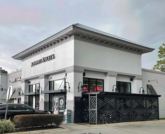 The unassuming exterior of Johnny Angel's hides a time-traveling culinary experience within. Classic diner magic awaits behind those doors.