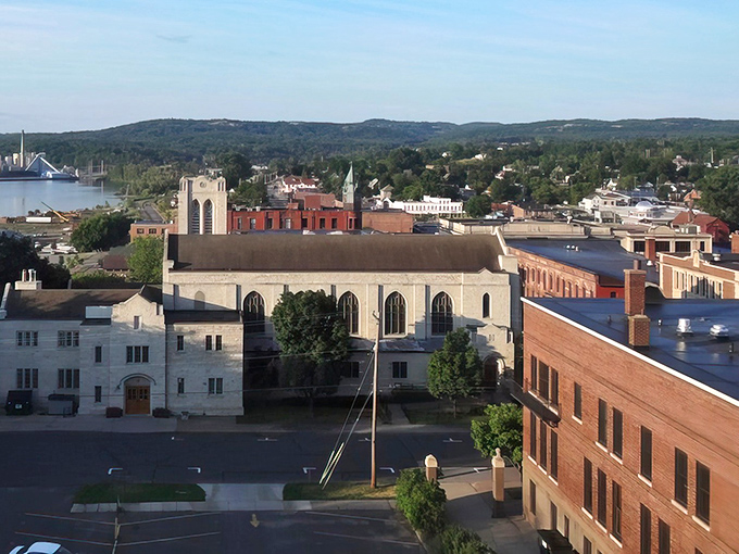 Downtown Marquette's historic buildings stand as proud sentinels of the past, their sandstone facades telling stories of mining booms and resilient Yoopers.