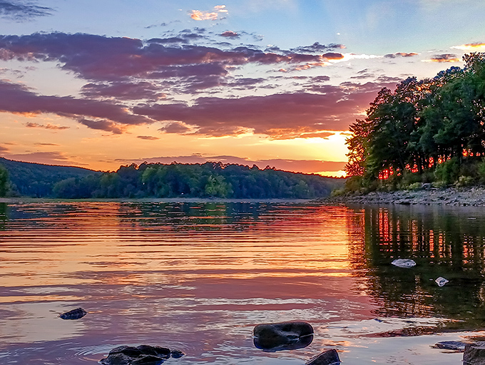 Sunsets at Daisy State Park deliver the kind of spectacle that makes you forget to check your phone for hours. Nature's ultimate screen time.