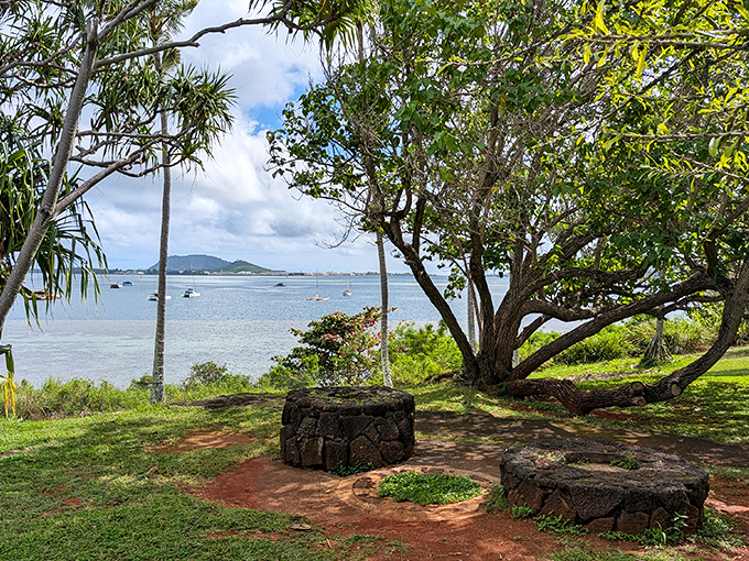 Mountains carved by time meet waters shaped by tradition in a view that makes problems feel microscopic.