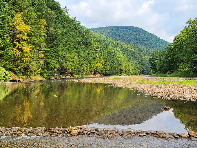 Nature's mirror game at its finest. Pine Creek reflects the surrounding mountains with such perfection, you'll wonder which way is up.