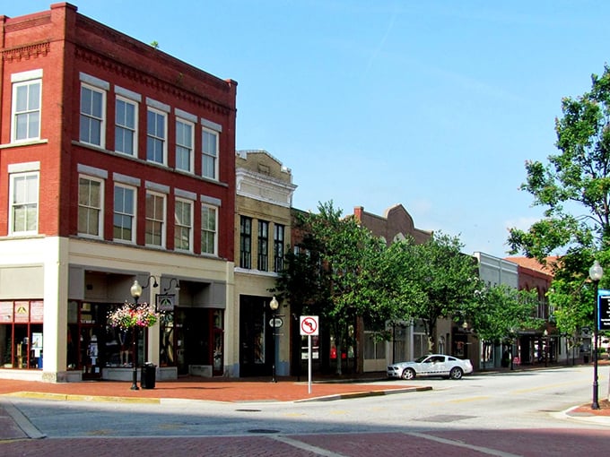 The charming storefronts of downtown Spartanburg invite passersby to slow down and explore, with each building telling its own unique story through preserved facades.