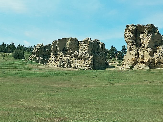 Nature's sandstone sculptures rise from the prairie like forgotten monuments, creating a surreal landscape unlike anywhere else in Montana.