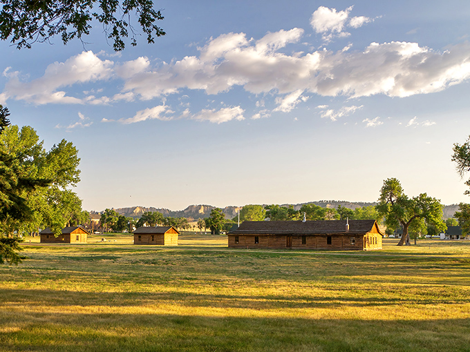 Historic barracks stand at attention while dramatic buttes provide the ultimate backdrop for your "I was here" photos.