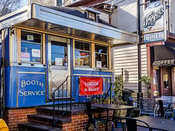 That iconic blue exterior isn't just eye-catching&mdash;it's a promise of authentic diner magic waiting inside. Rhode Island's breakfast temple beckons.