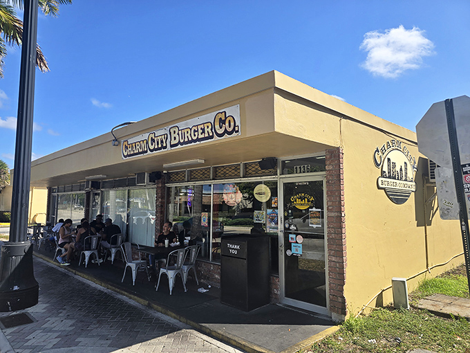 The unassuming exterior of burger paradise. Like finding a treasure map in your junk drawer, Charm City's modest storefront hides culinary gold within.