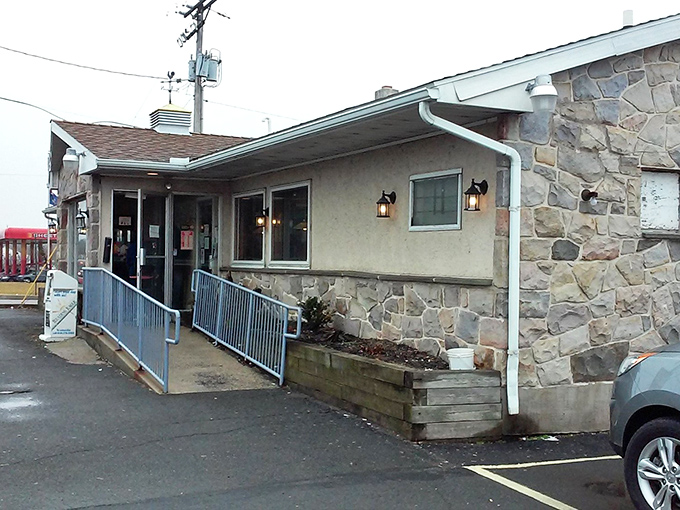 The stone-faced exterior of Sunset Family Restaurant stands as Birdsboro's humble temple to breakfast perfection, welcoming hungry pilgrims with accessible charm.