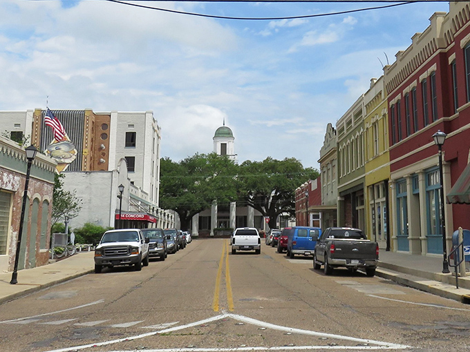 Downtown Abbeville beckons with its historic charm, where the courthouse dome watches over colorful buildings that house affordable treasures waiting to be discovered.