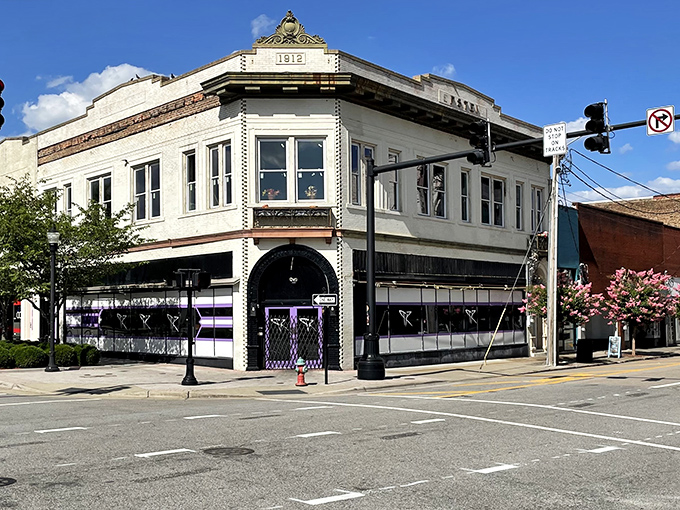 This 1912 architectural gem stands proudly at the corner, its vintage charm whispering stories of Rocky Mount's vibrant past.
