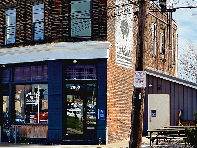 The corner brick building that launched a thousand road trips. Federal Hill Smokehouse's unassuming exterior hides Erie's worst-kept culinary secret.