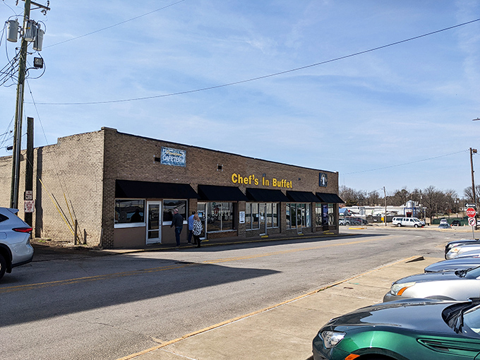 The unassuming brick exterior of Chef's In Buffet belies the culinary treasures within. Like finding a hidden cave of delicious wonders in downtown Jonesboro.