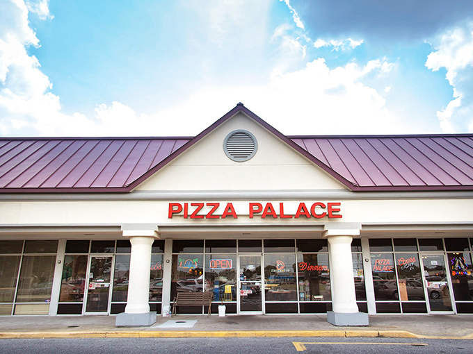 The unassuming storefront that houses pizza greatness. Like finding a Picasso at a yard sale, this strip mall gem defies its humble exterior.