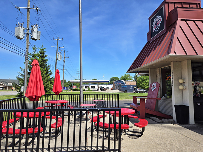 Drive in for sunshine and classic diner food! Our patio is the perfect spot for a pit stop on a beautiful Michigan day.