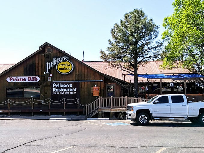 Like a wooden ship that sailed inland and dropped anchor in Albuquerque, Pelican's rustic exterior promises seafood treasures that seem wonderfully out of place in the desert.