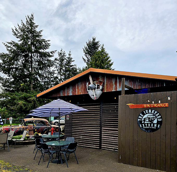 The entrance says it all: "Junkyard" isn't an insult, it's a promise of automotive charm and unpretentious deliciousness ahead.