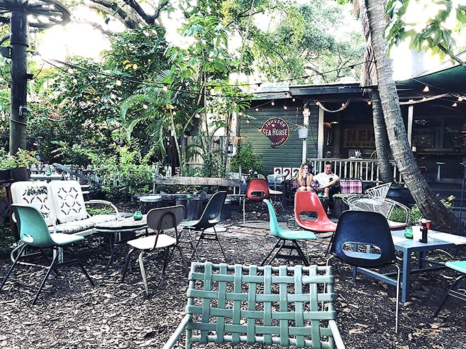 A hidden oasis in downtown Sarasota where mismatched chairs and dappled sunlight create the perfect setting for seafood that tastes like vacation.