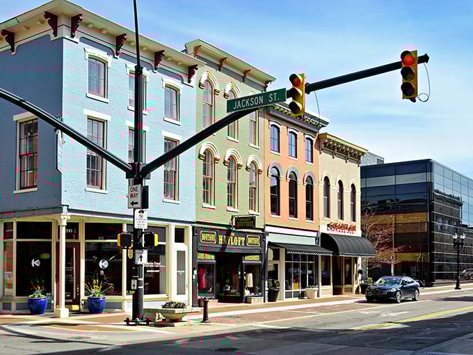 Downtown Muncie's historic buildings along Jackson Street showcase a palette of pastels that would make any architectural enthusiast swoon. Small-town charm with big-city preservation.
