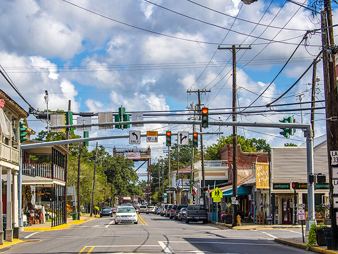 Main Street Breaux Bridge welcomes you with small-town charm and big Louisiana personality. Those traffic lights might be the only things rushing around here.