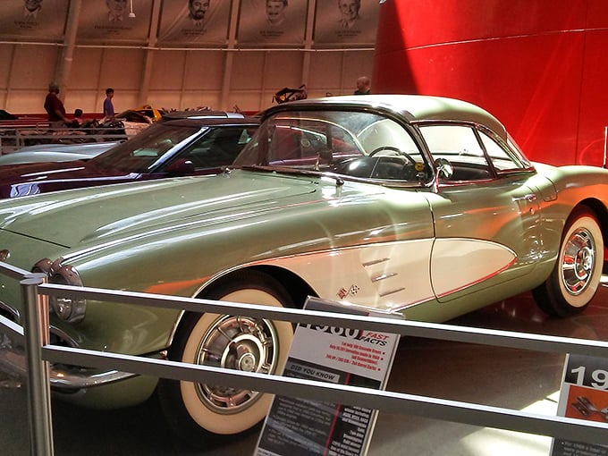 The mint-green 1960 Corvette represents the height of mid-century automotive elegance. Don Draper would definitely drive this to impress clients.