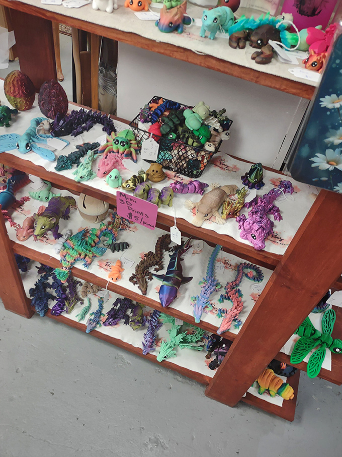 A rainbow explosion of quirky creatures. Each handcrafted figure represents someone's imagination brought to life&mdash;and possibly your next desk companion.