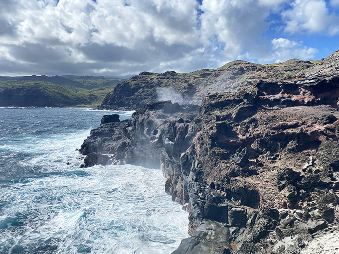 Dramatic cliffs meet powerful waves in a geological spectacle that reminds us of Earth's raw power. Nature's percussion section in full swing.