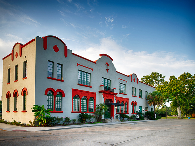 The Alice Moseley Folk Art Museum's distinctive architecture pops with personality. Like a birthday cake designed by a Spanish architect.