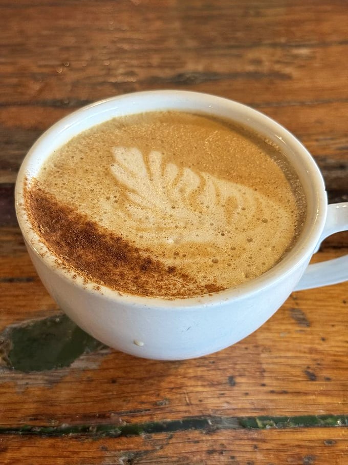 A latte with perfect foam art that makes you hesitate before taking that first sip&mdash;but only for a second, because coffee this good demands attention.