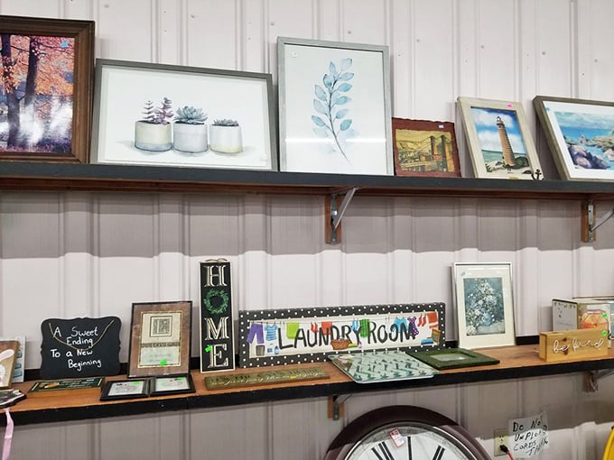 Wall art ranges from mass-produced inspirational quotes to occasionally stunning original works, proving beauty truly is in the eye of the bargain hunter.