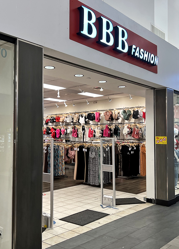 BBB Fashion storefront displays enough variety to outfit your entire extended family twice over.