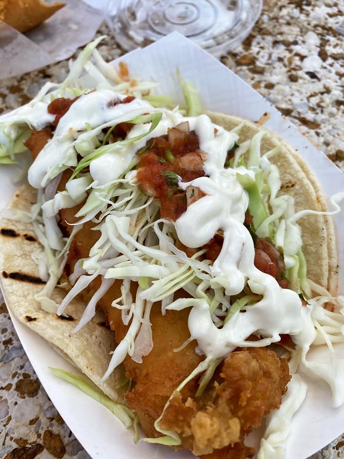 A fish taco that captures California in one perfect bite. Crispy, creamy, crunchy&mdash;the holy trinity of taco perfection.