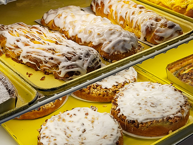 Fresh-baked goods and pastries lined up like edible soldiers ready to march straight into your heart and stomach.