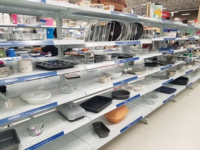 The kitchenware aisle&mdash;where seasoned cast iron pans with decades of cooking wisdom wait for their next culinary adventure.