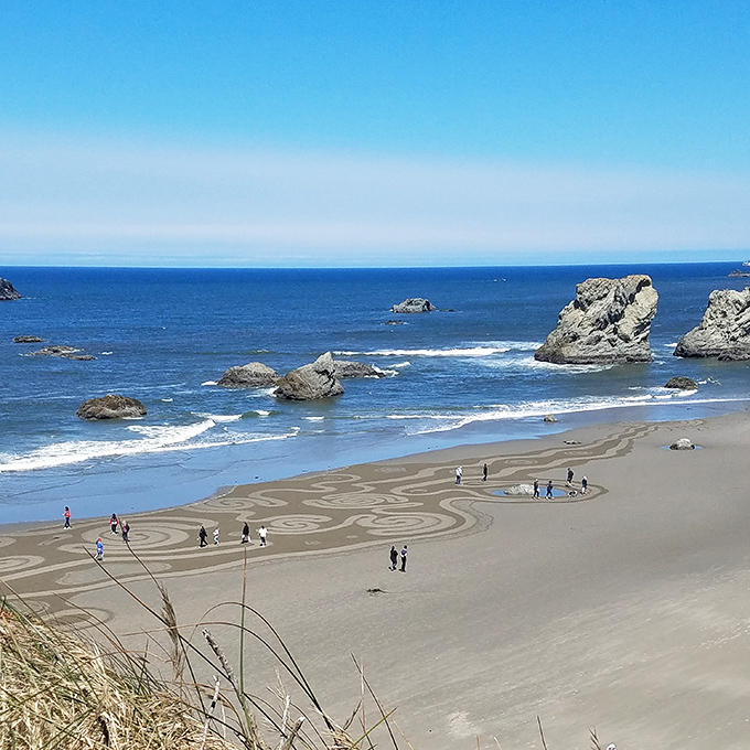 Bandon's beaches feature nature's sculpture garden of sea stacks and tide pools, with bonus sand art that disappears with each tide like a coastal Etch-a-Sketch.
