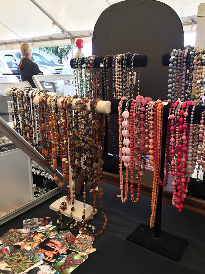 Bead collectors, prepare your wallets! These colorful strands represent decades of fashion history waiting to adorn new necks.