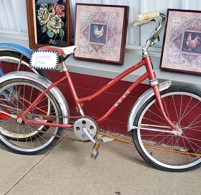 This cherry-red vintage Ross bicycle isn't just transportation&mdash;it's a time machine to simpler days of neighborhood adventures.