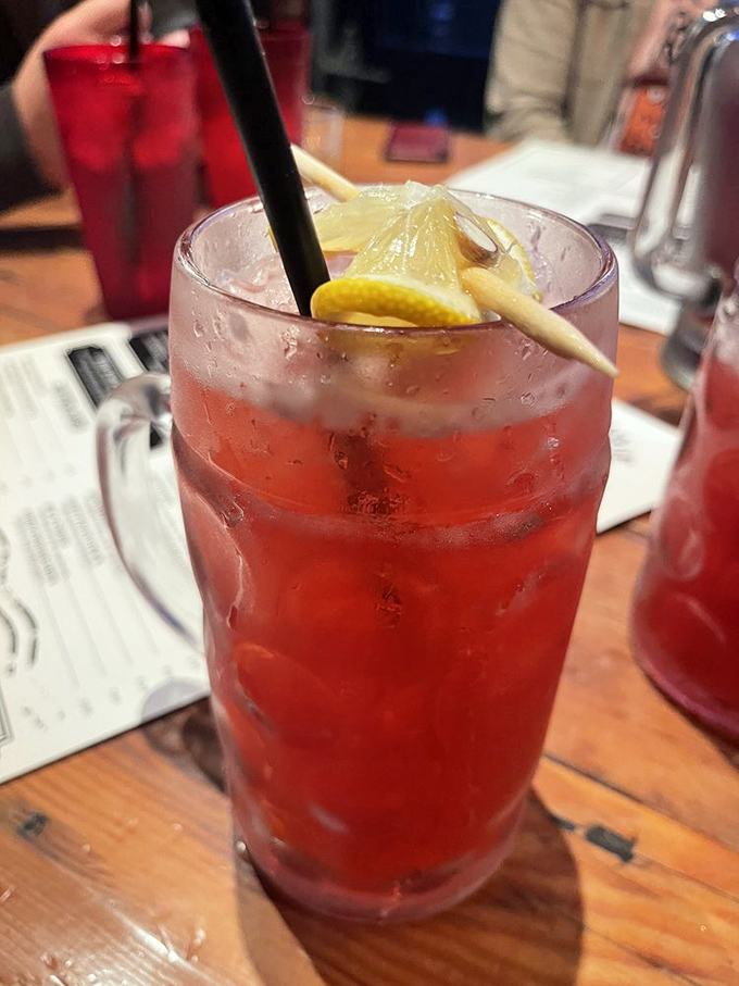 This crimson concoction isn't just a drink—it's liquid refreshment art. Blackberry lemonade that makes ordinary beverages jealous.