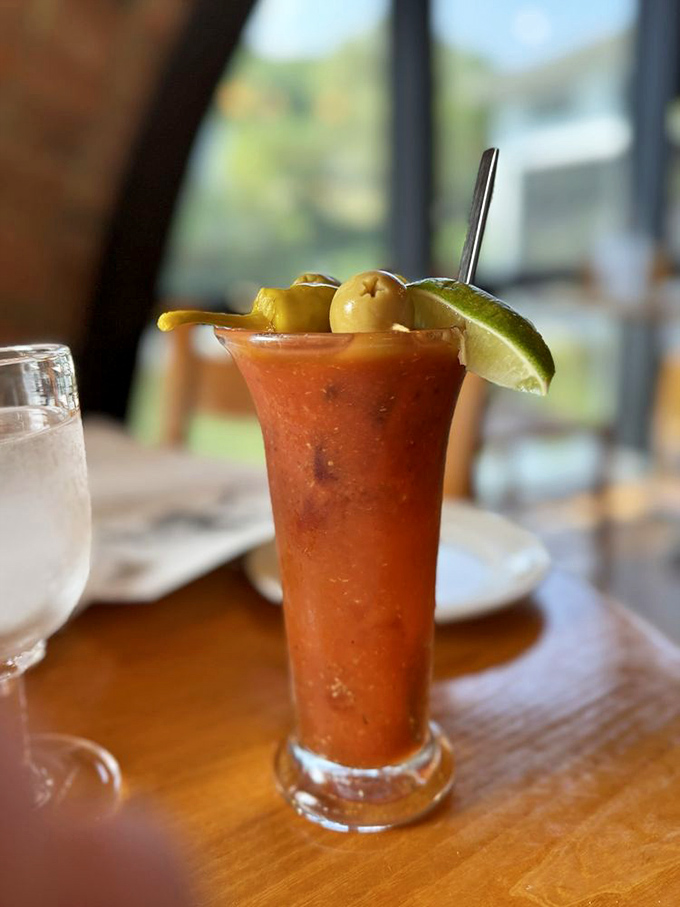 A Bloody Mary that's practically a meal, garnished with enough goodies to qualify as an appetizer in lesser establishments.