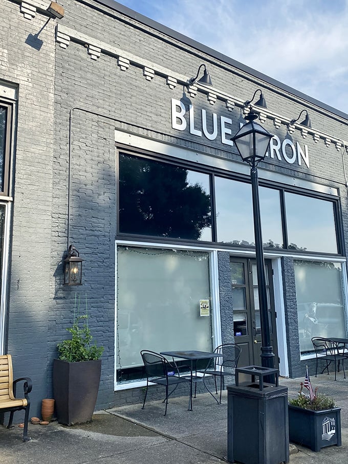 Blue Heron's sleek gray facade and outdoor seating whisper "sophisticated dining" without shouting "your credit card will hate you."