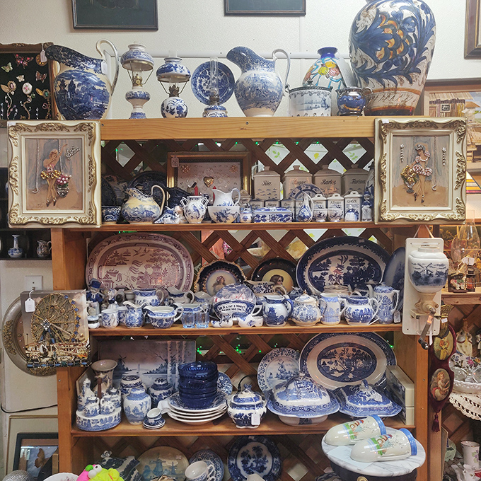 Blue and white porcelain paradise. One person's "too many teapots" is another's "perfectly reasonable collection that needs just one more piece."