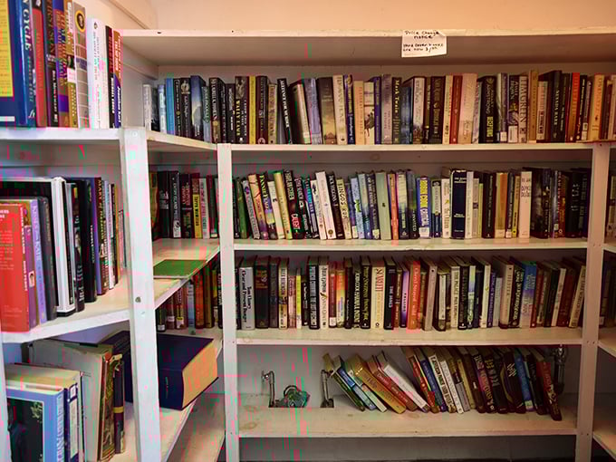The book section&mdash;where literary treasures hide between forgotten bestsellers. I've lost whole afternoons in these stacks without regret.