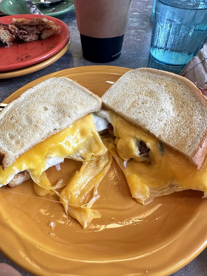 This sandwich isn't just oozing cheese&mdash;it's broadcasting its deliciousness in high definition. Breakfast television we can all tune into.