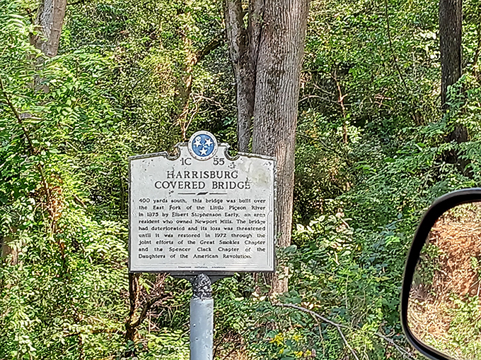The restoration plaque reveals this bridge's second act. Like a Hollywood comeback story, but with better structural engineering.