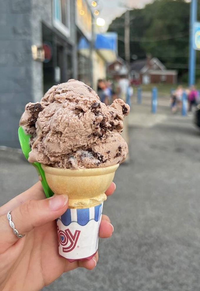 Brownie brittle ice cream proving that sometimes more is more, and that's perfectly fine.