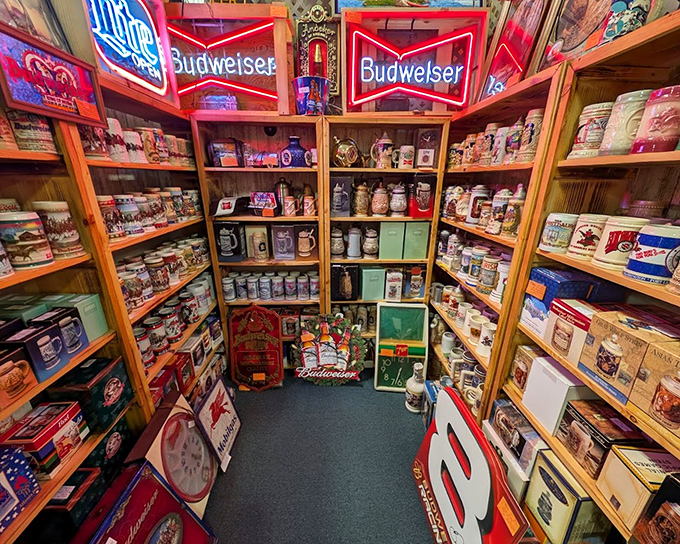 Beer memorabilia heaven! This booth could make even a teetotaler appreciate the artistry behind decades of American brewing history and advertising genius.